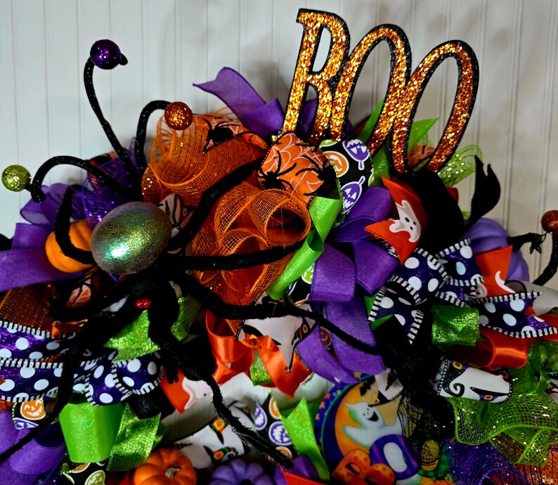 Extra Large Boo Wreath for Front Door, Giant Spider Oversized Decor ...