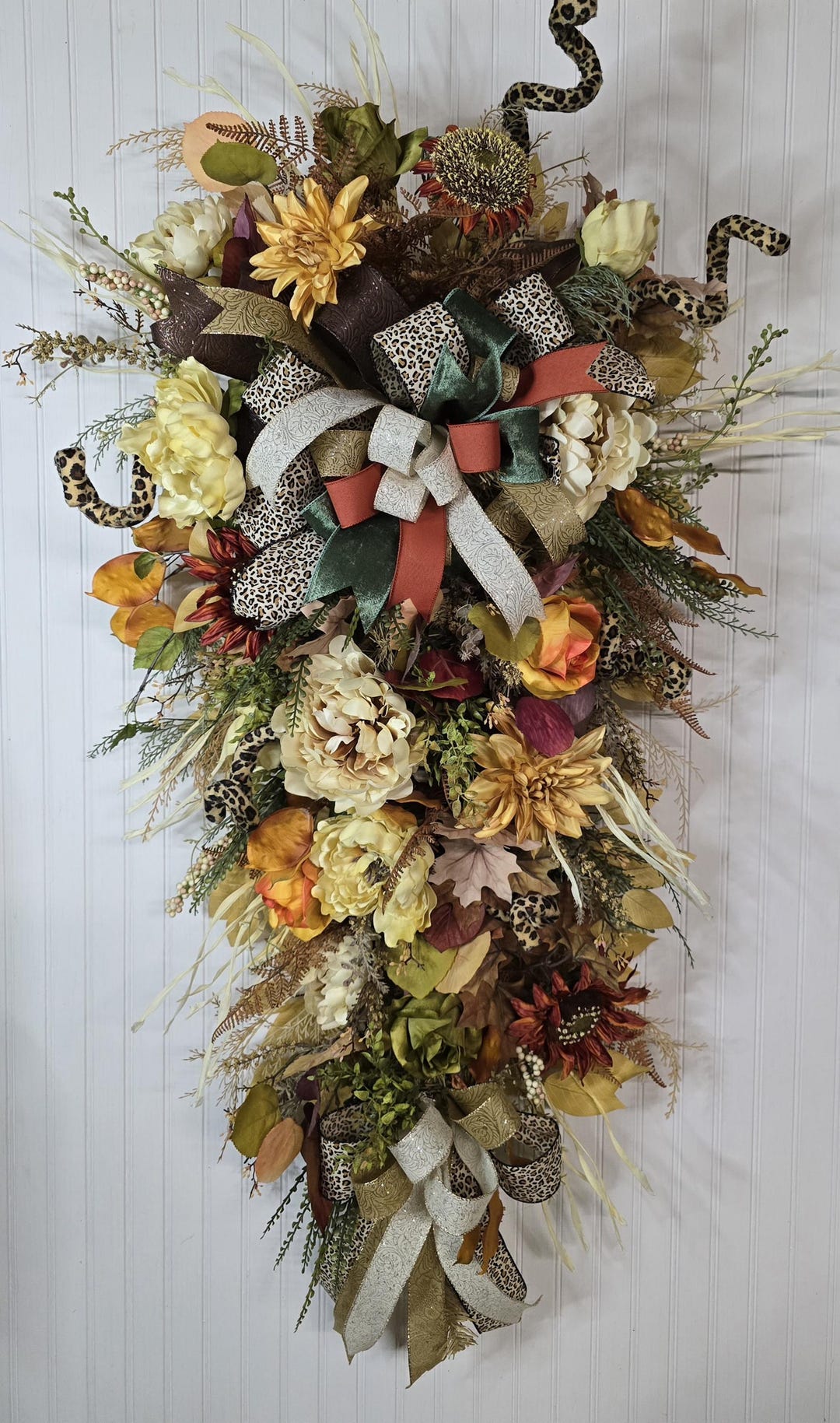 Extra Large Fall Floral Swag: Leopard Print Wreath Decor - Etsy