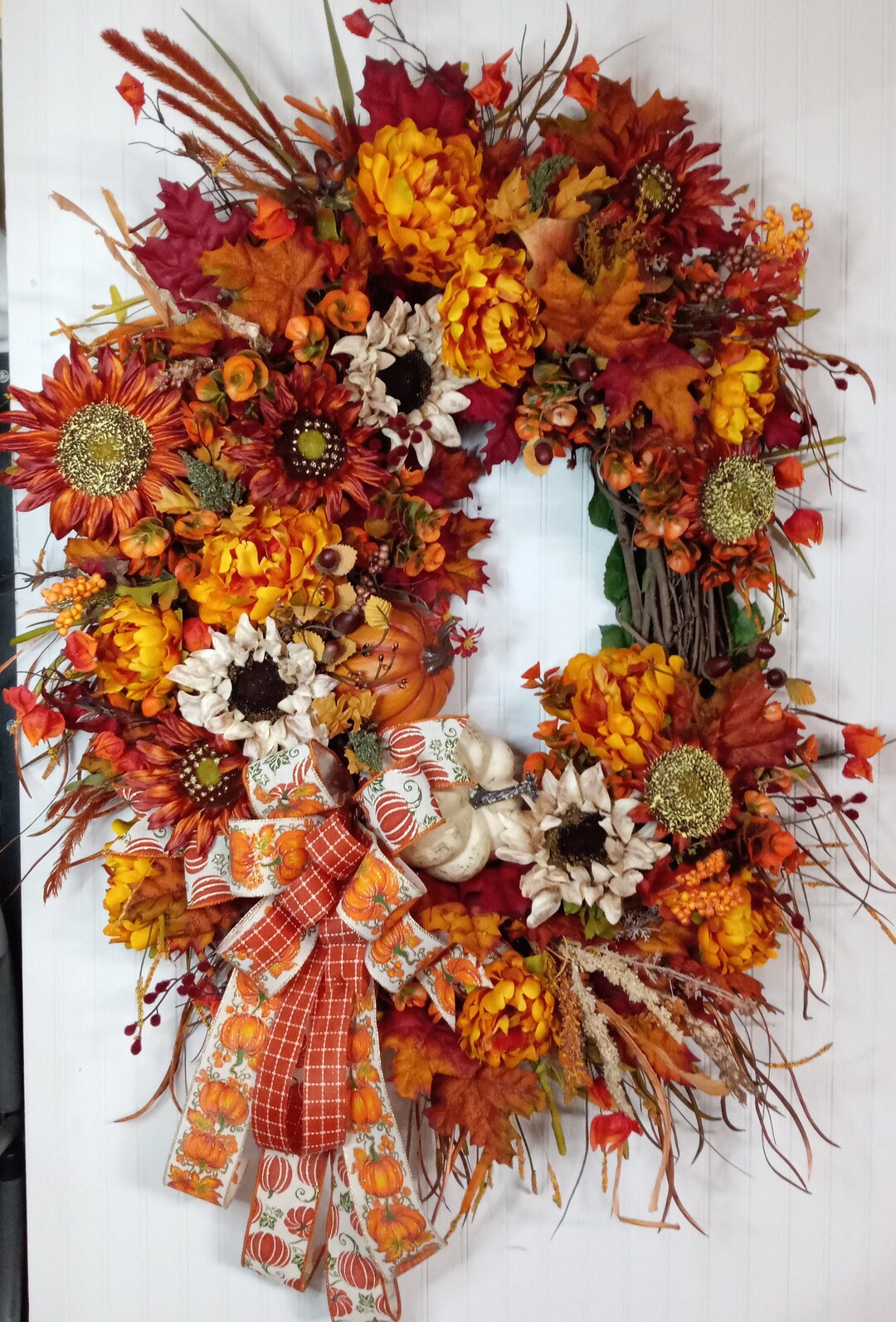Extra Large Fall Oval Grapevine Wreath for Front Door Fall - Etsy