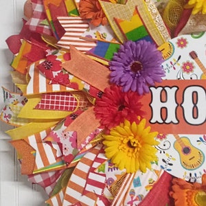 Hola Wreath for Front Door, Spanish Greeting for Front Door, Bright ...