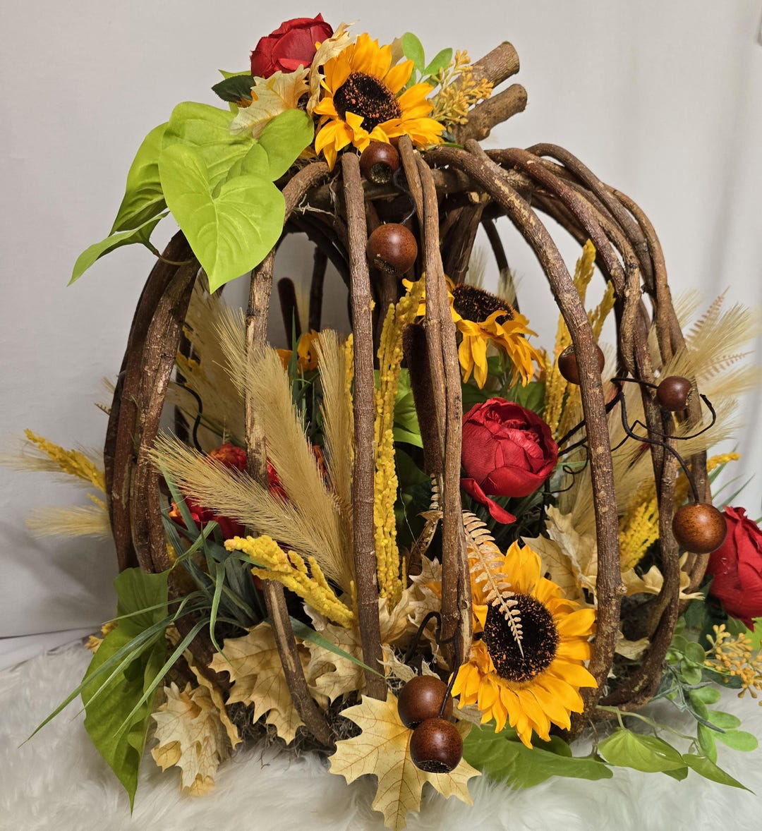 Giant Grapevine Twig Pumpkin: Sunflower Fall Decor, 31" - Etsy