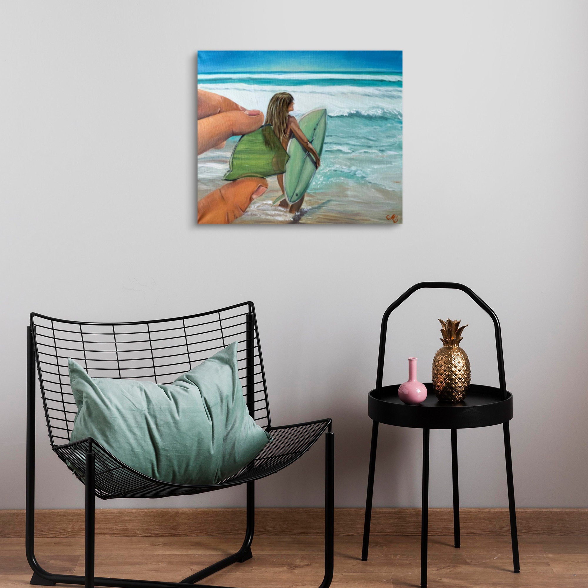 Lady Surf the Ocean | Handcrafted Hand Painted Art Original Artwork ...