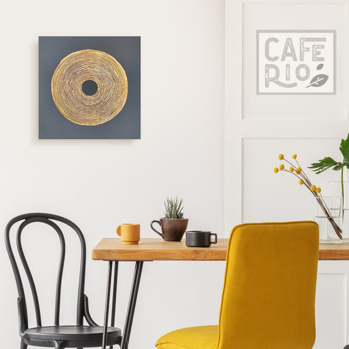 Golden Circle Texture Paste Gilding Handcrafted Hand Painted Art ...