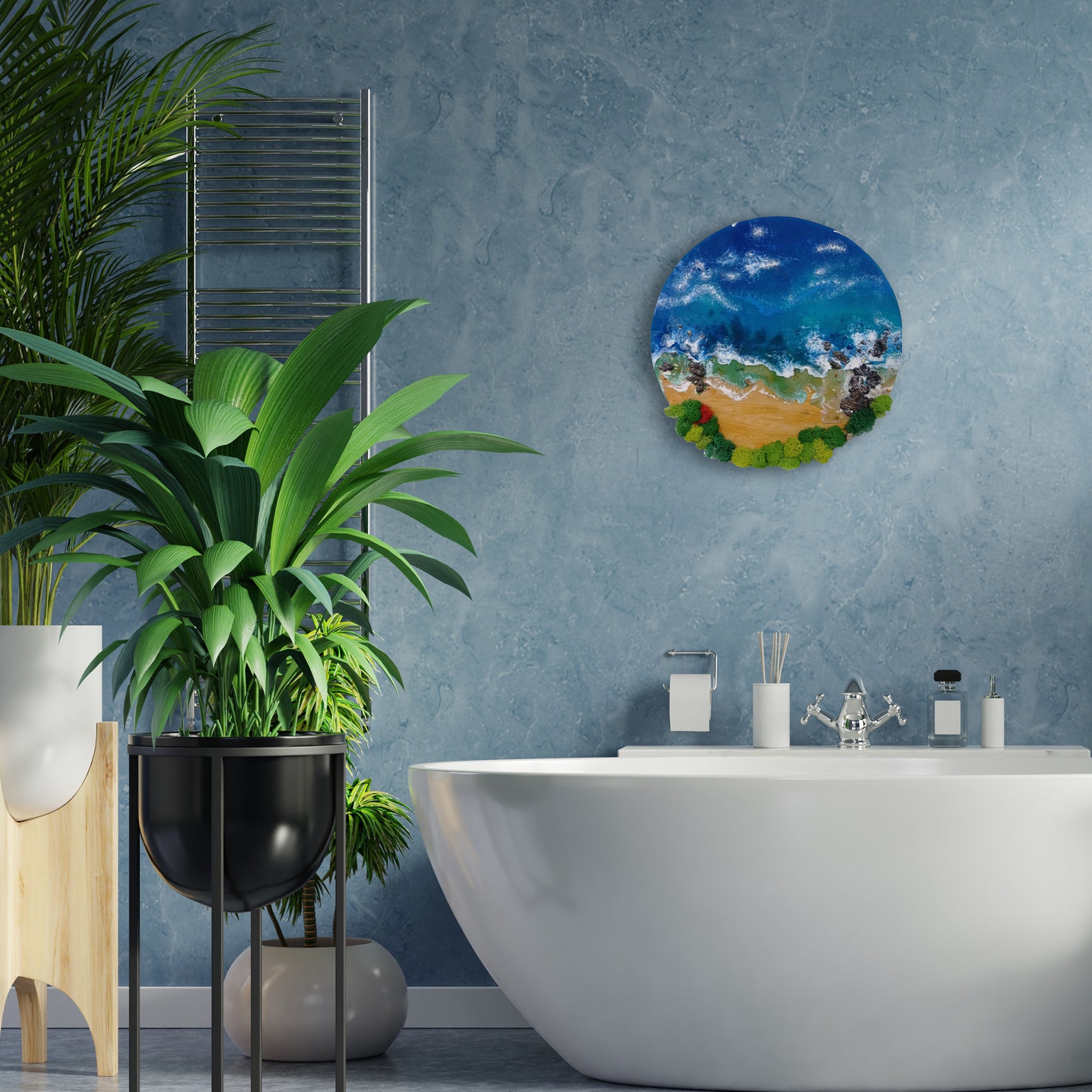 3D Art Ocean Waves Lover Beach Mixed Media House Ocean Escape Coastal ...