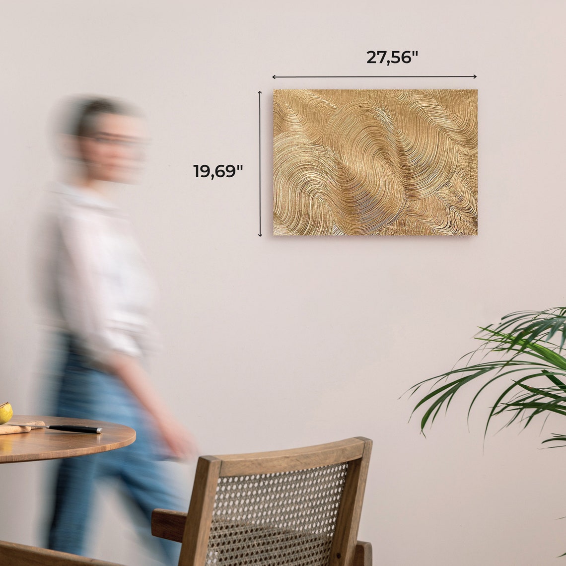 Gold Iridescent Texture Paste Gilding Handcrafted Hand Painted Art ...