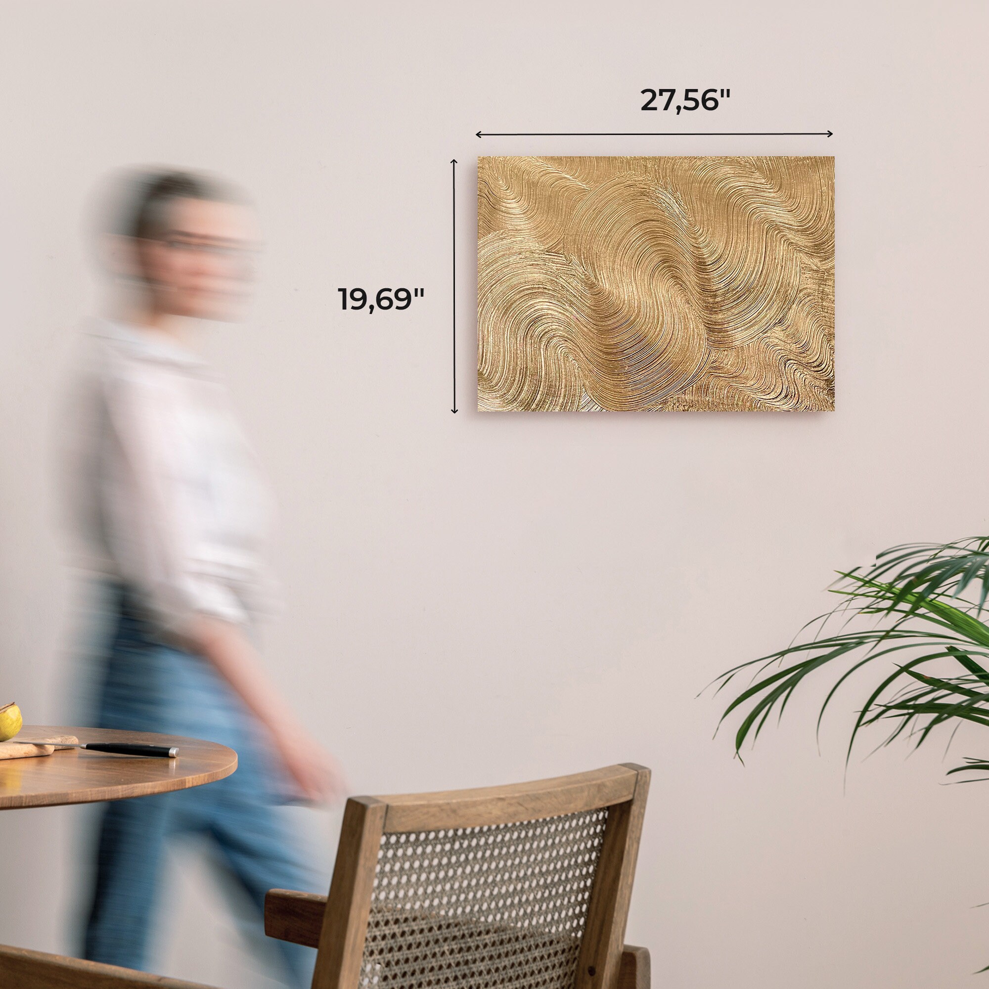 Gold Iridescent Texture Paste Gilding Handcrafted Hand Painted Art ...