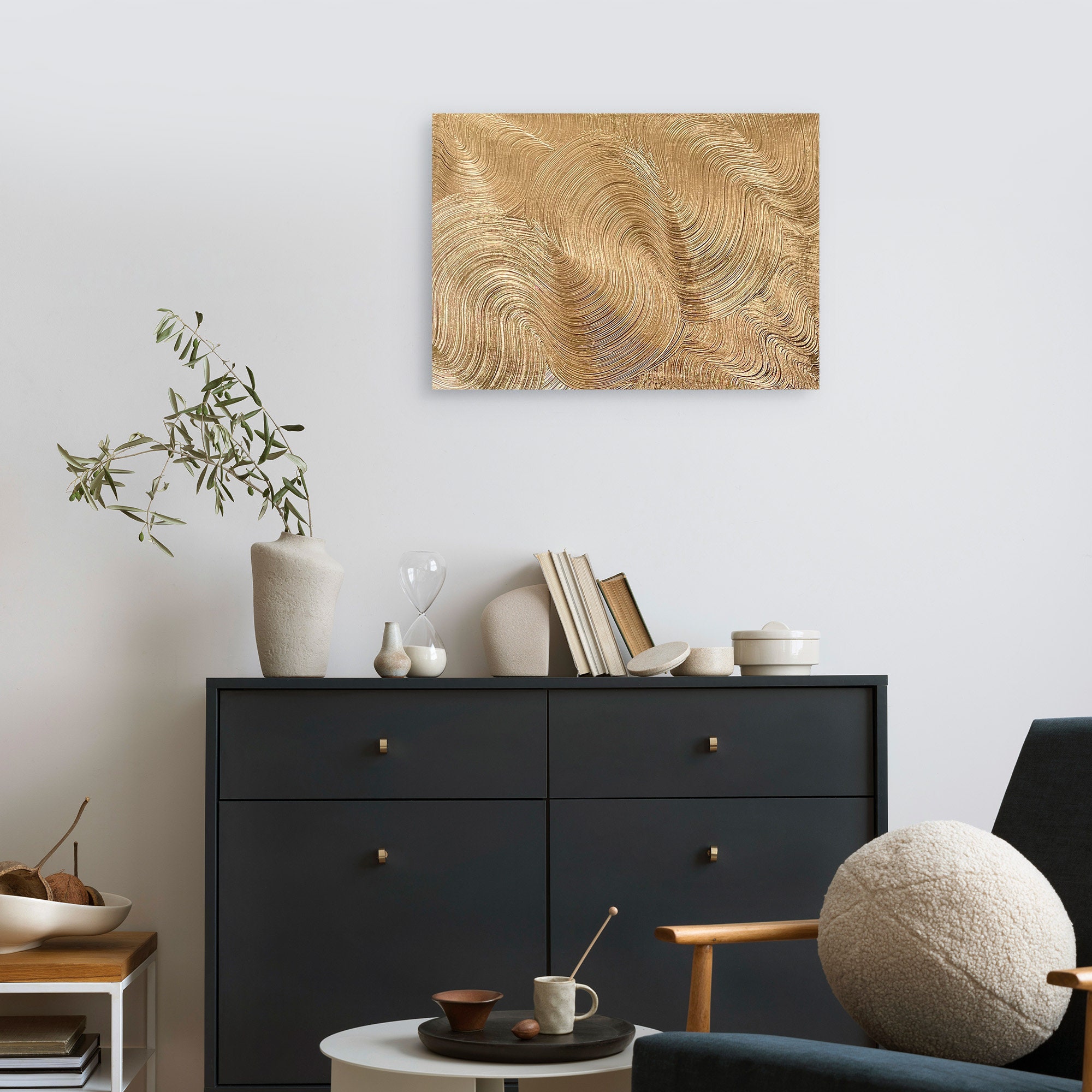 Gold Iridescent Texture Paste Gilding Handcrafted Hand Painted Art ...