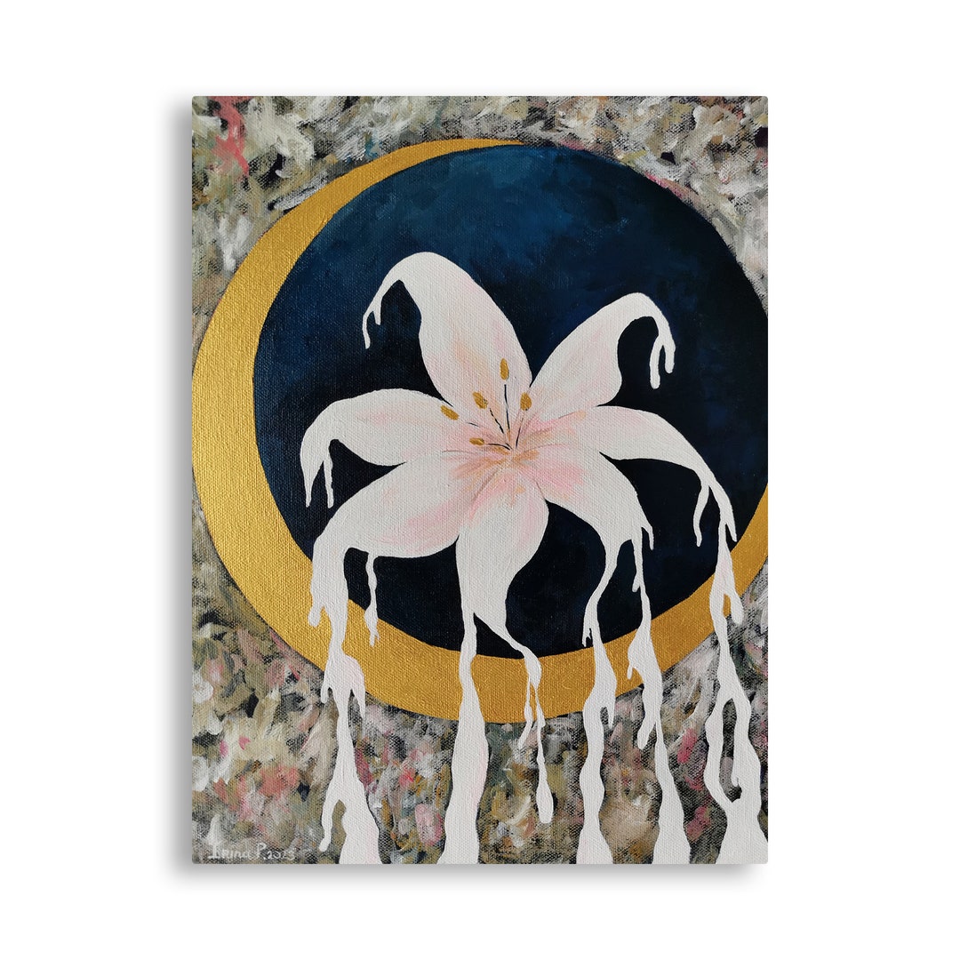 Mercury Retrograde Abstract Art Flower Painting Contemporary Pink ...