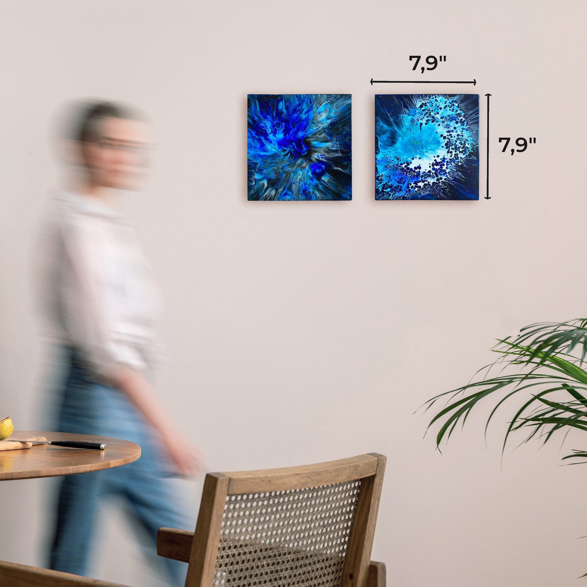 Submergence Ocean Artwork Seascape Blue and White Modern Modular Fluid ...