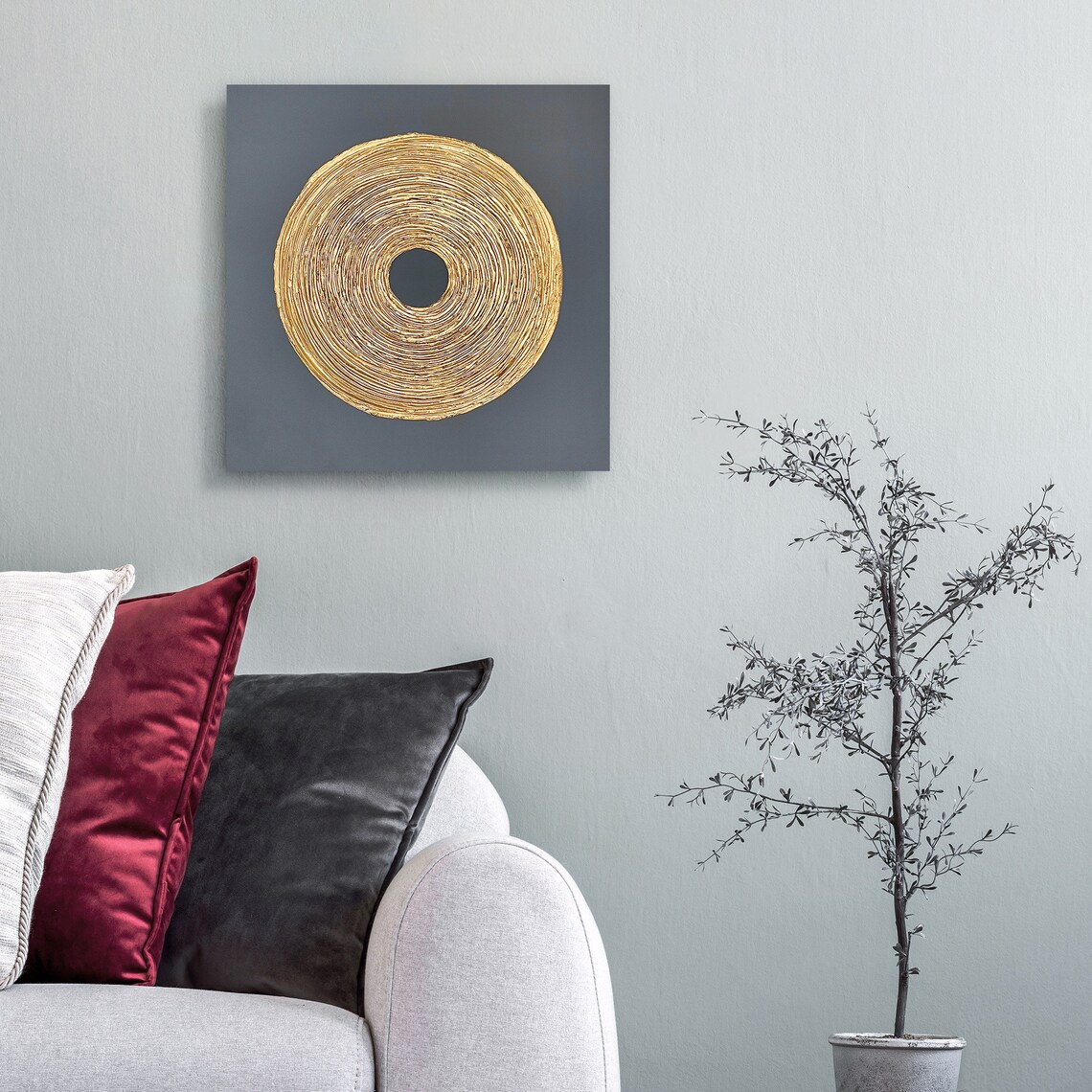 Golden Circle Texture Paste Gilding Handcrafted Hand Painted Art ...
