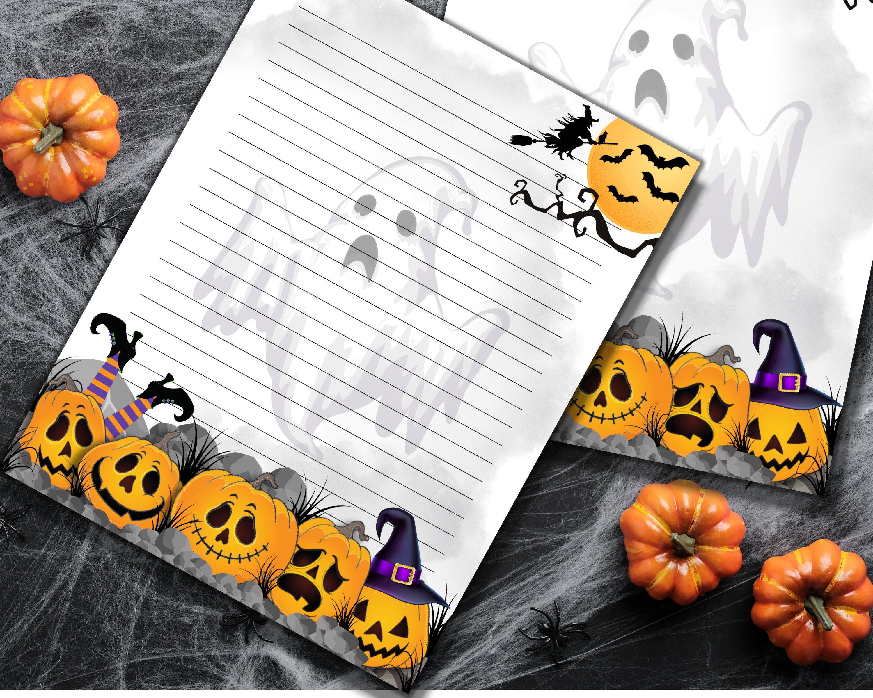 Printable Letter Writing Set, Paper Stationery, Halloween Pumpkins, A4 ...