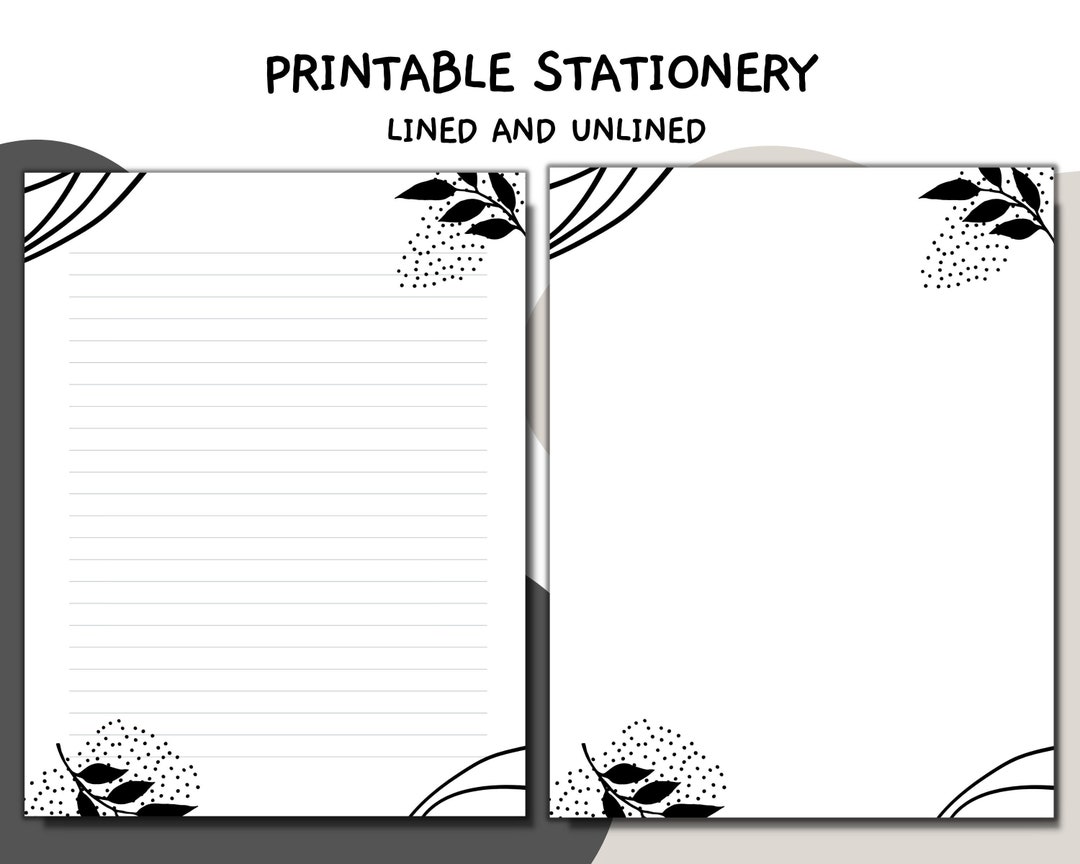 Printable Letter Writing Paper Set Stationery Abstract Black Etsy Printable Letter Writing Paper Set Stationery Abstract Black Etsy