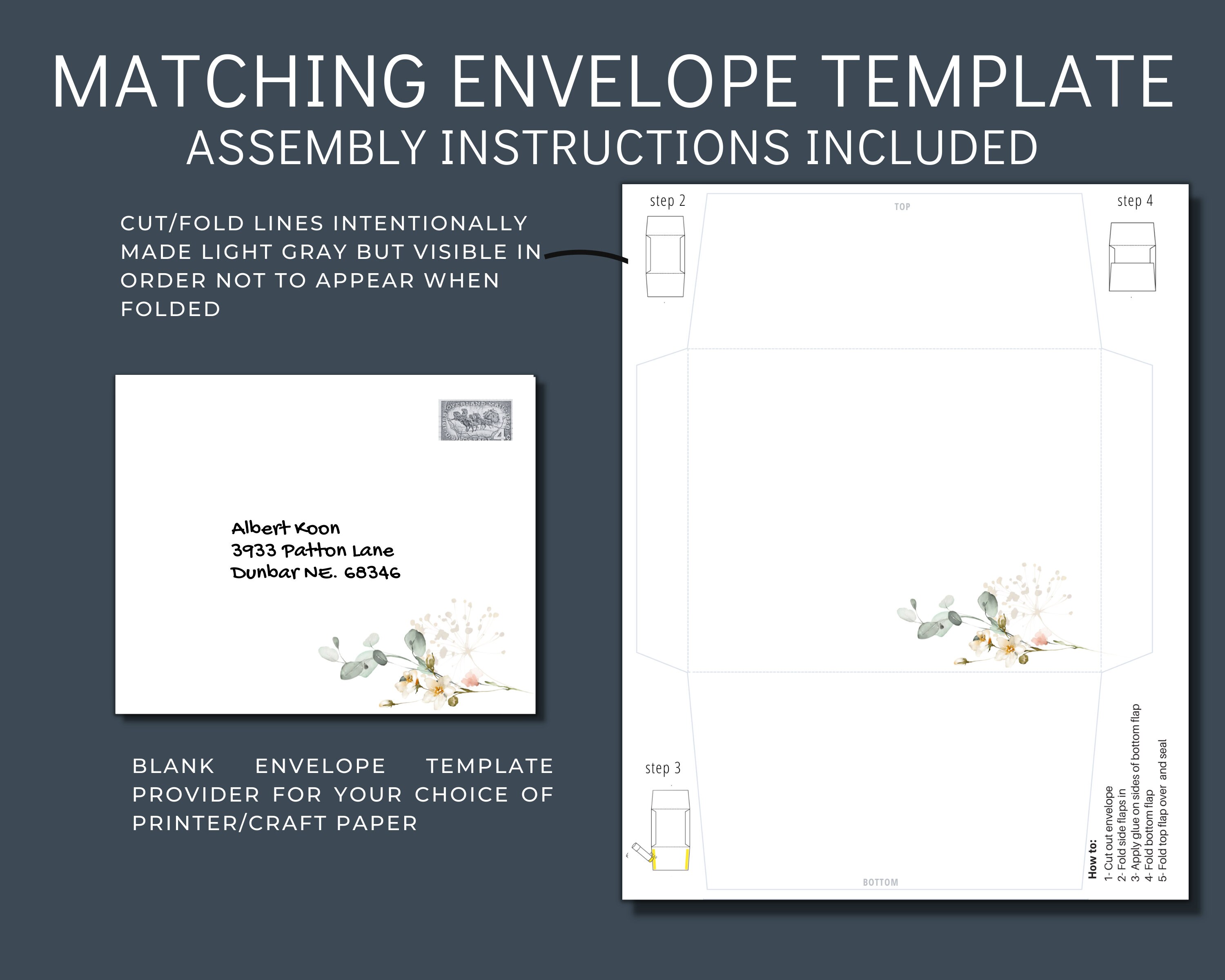 Printable Letter Writing Paper Set, Stationery, Watercolor Branch, A4 ...