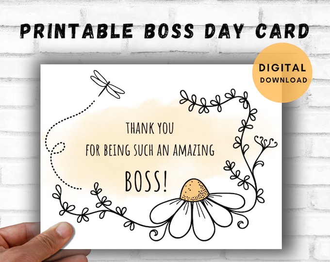 Two Sizes, Happy National Boss Day, Printable Card, Instant Download ...