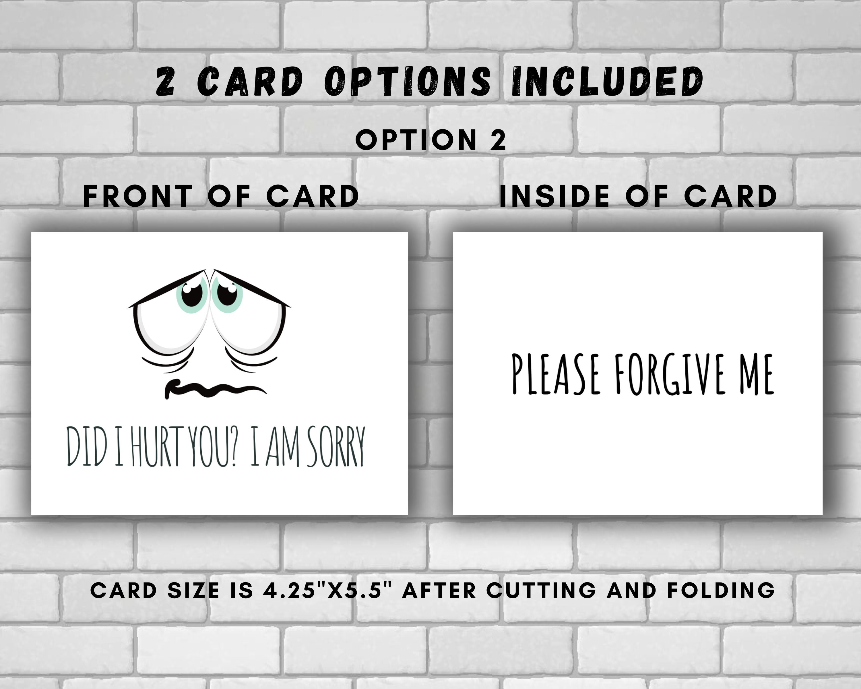 Printable Apology Card/i Am Sorry Card/please Forgive Me 2 in 1 ...