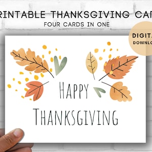 Printable Thanksgiving Greeting Card/happy/autumn Fall Leaves/instant ...