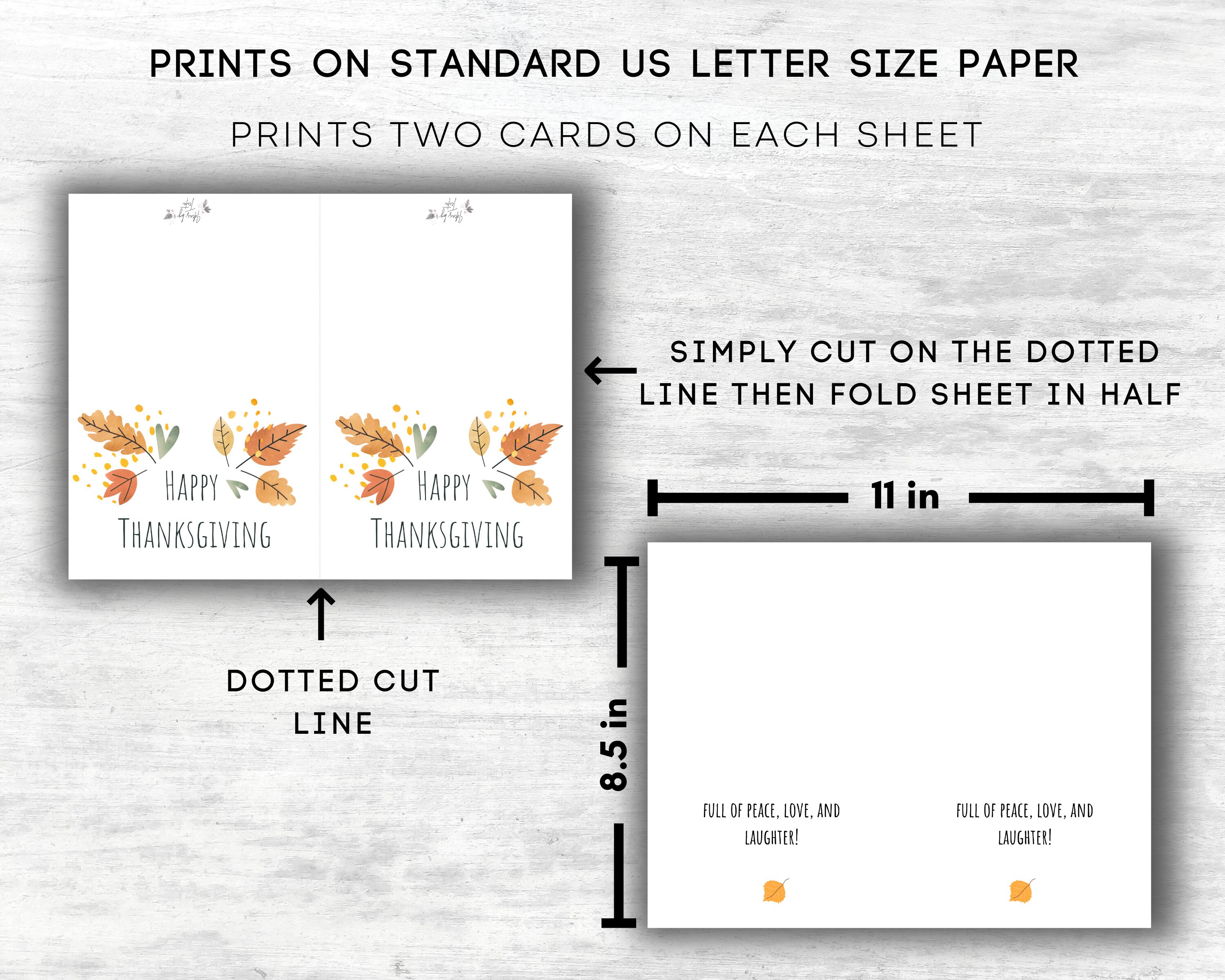 Printable Thanksgiving Greeting Card/happy/autumn Fall Leaves/instant ...