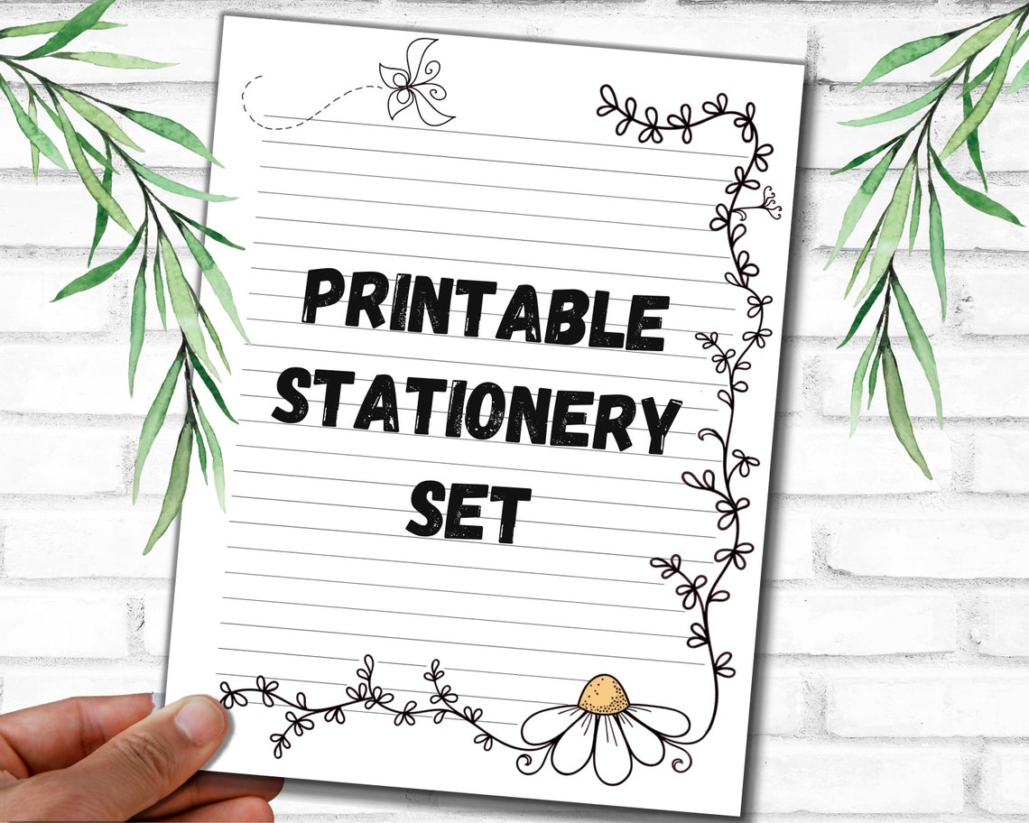 Printable Letter Writing Paper Set Stationery Daisy Doodle - Etsy
