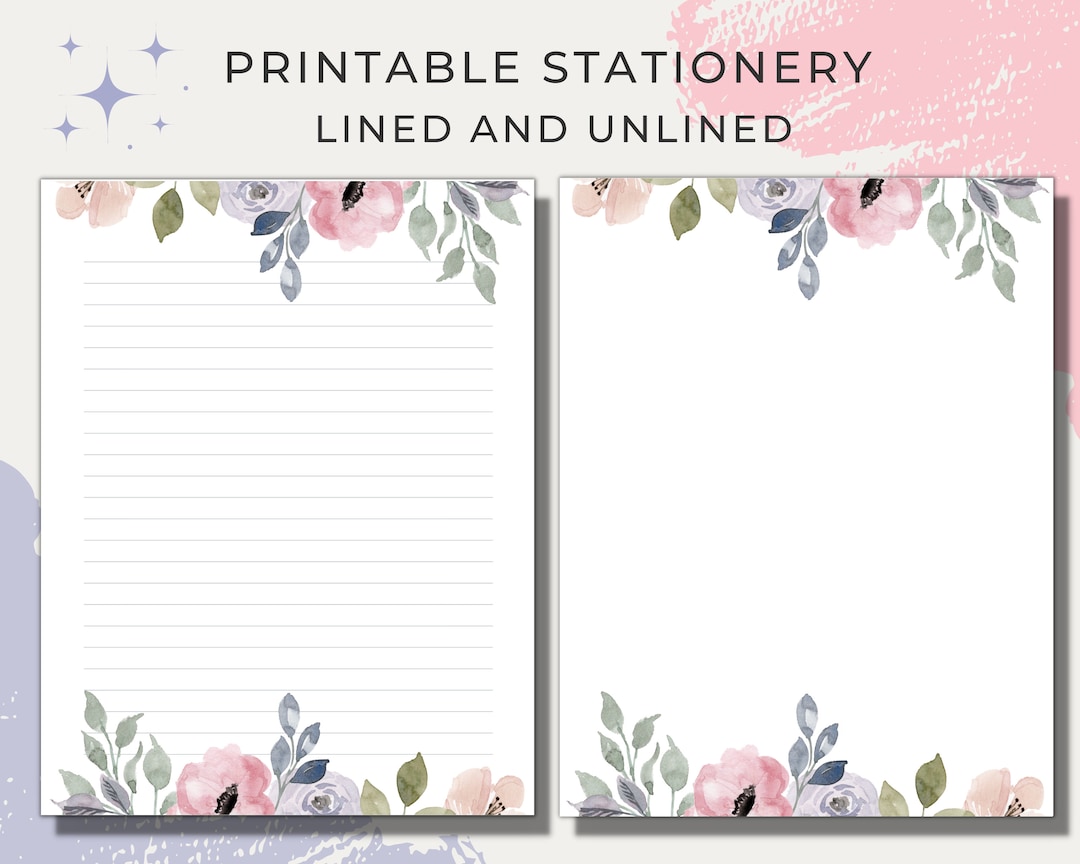Printable Letter Writing Stationery Set, Paper, Dusty Rose Purple, A4 ...