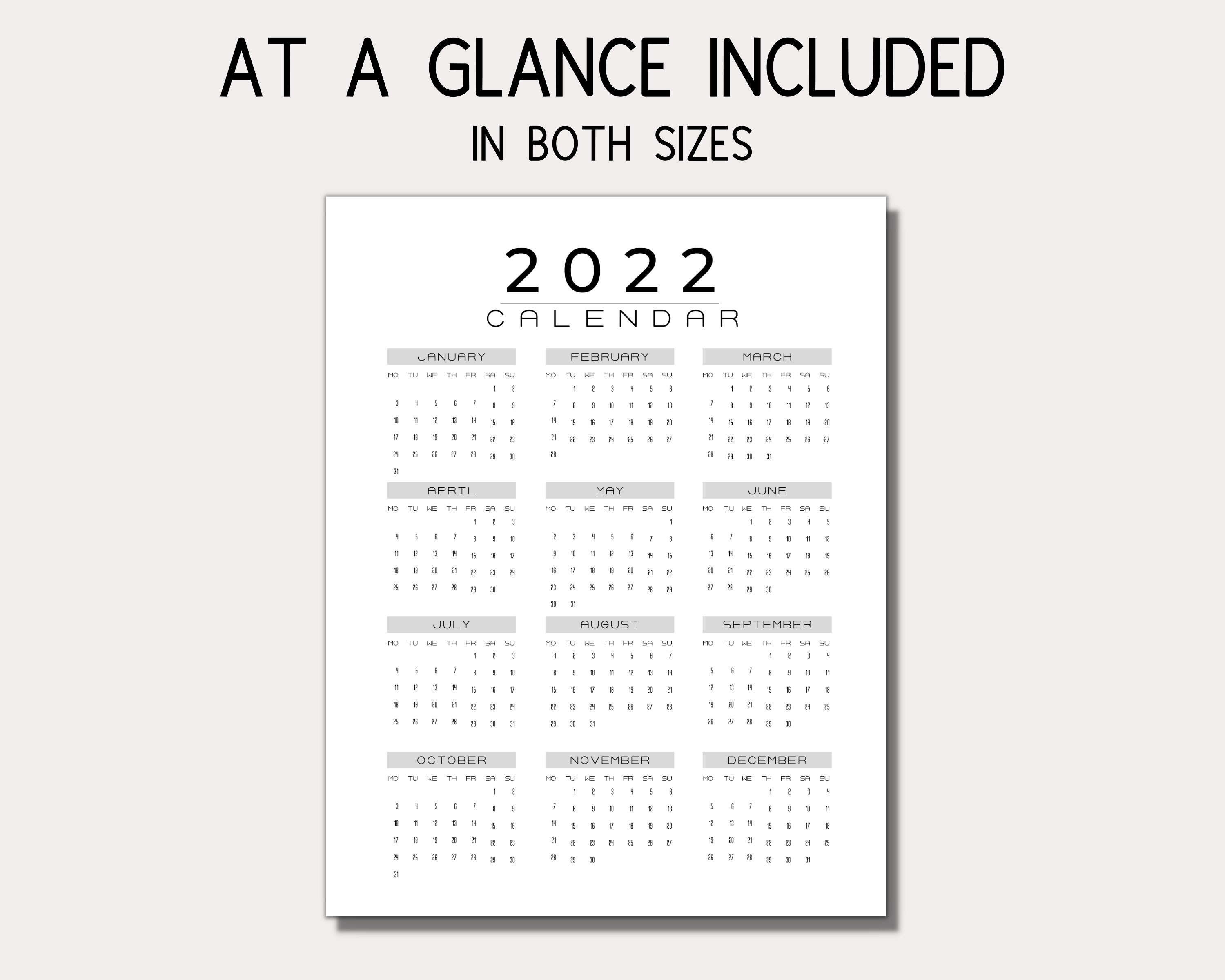 Printable Minimalist 2022 Monthly Calendar, Events Planner, Appointment ...