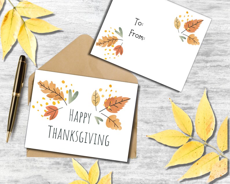 Printable Thanksgiving Greeting Card/happy/autumn Fall Leaves/instant ...