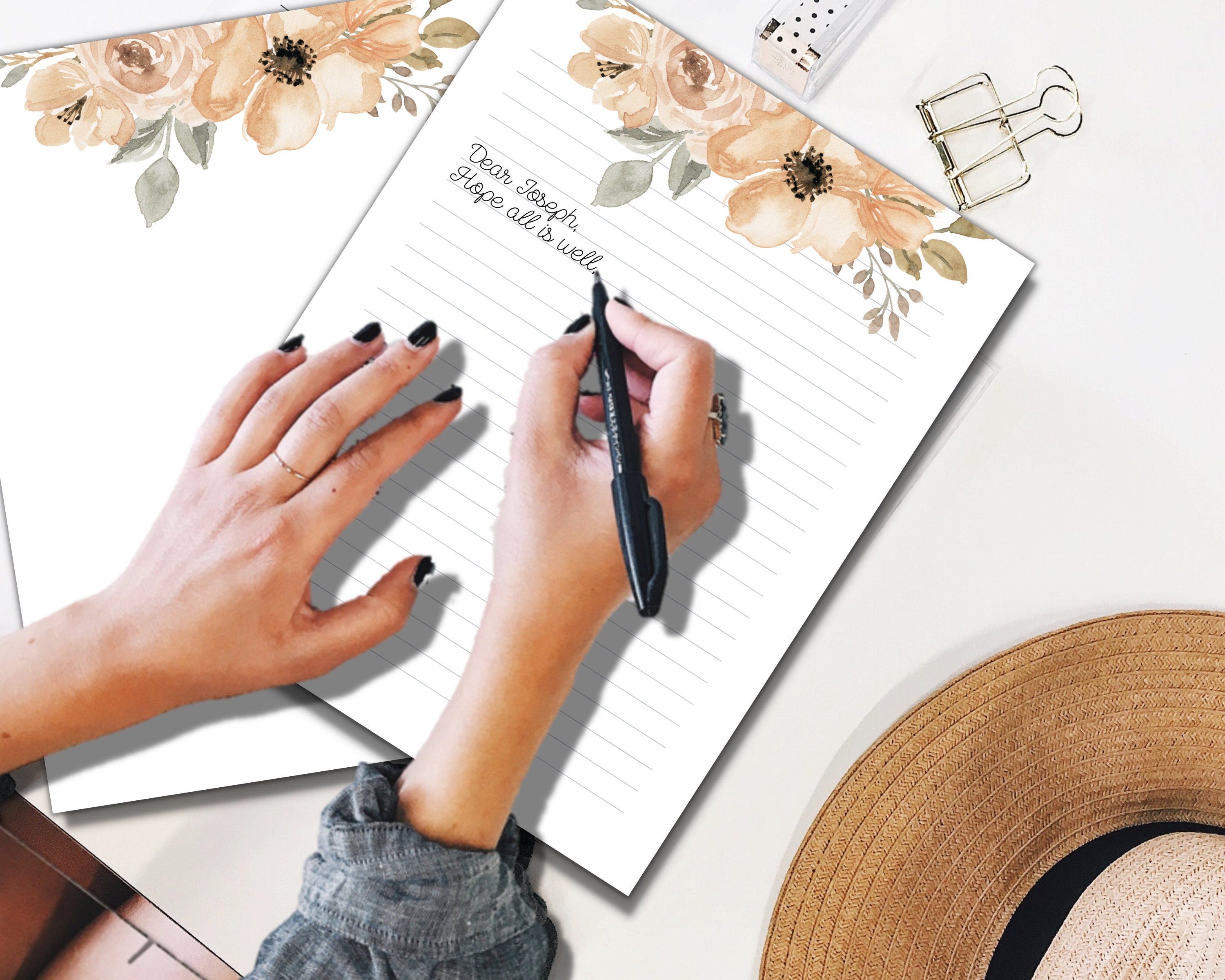 Printable Letter Writing Paper Set Stationery Watercolor - Etsy