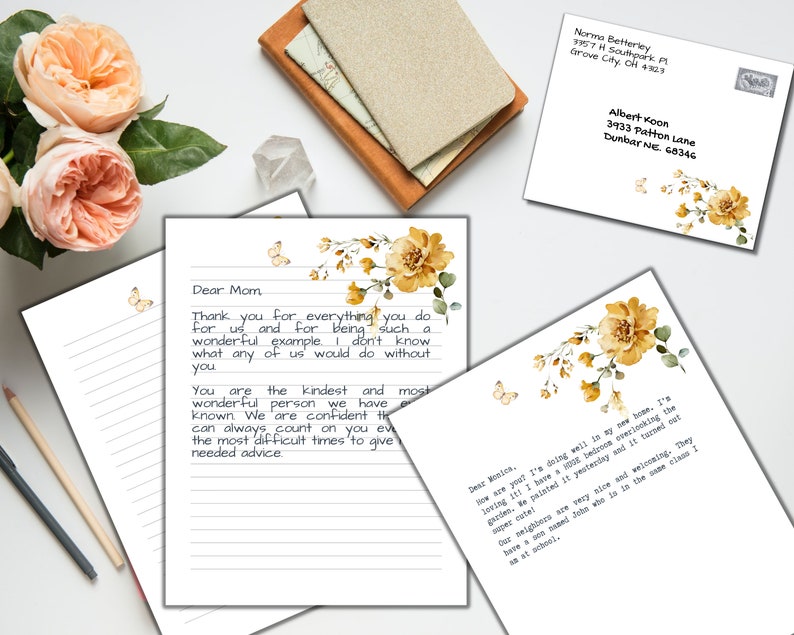 Printable Letter Writing Paper Set Stationery Watercolor - Etsy