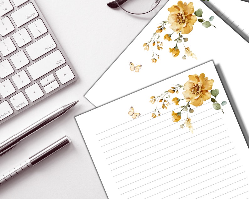 Printable Letter Writing Paper Set Stationery Watercolor - Etsy