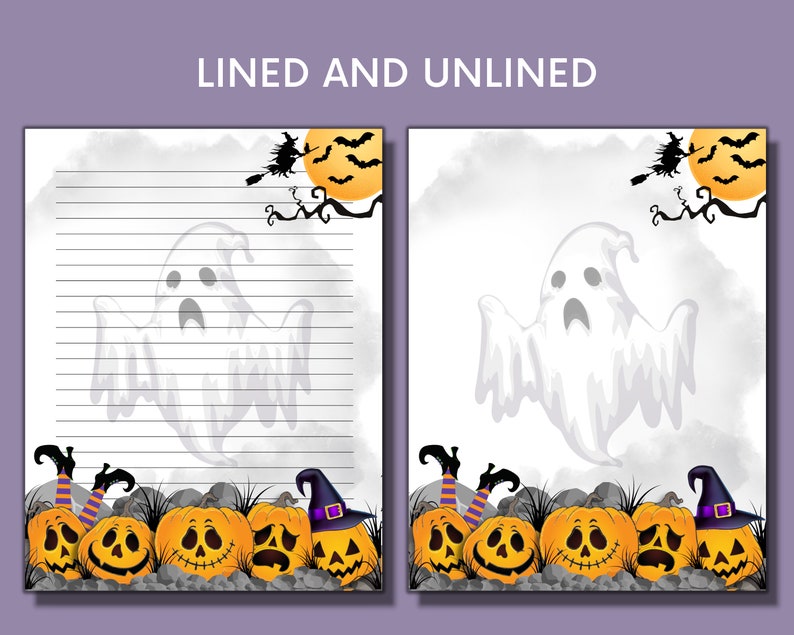 Printable Letter Writing Set, Paper Stationery, Halloween Pumpkins, A4 ...
