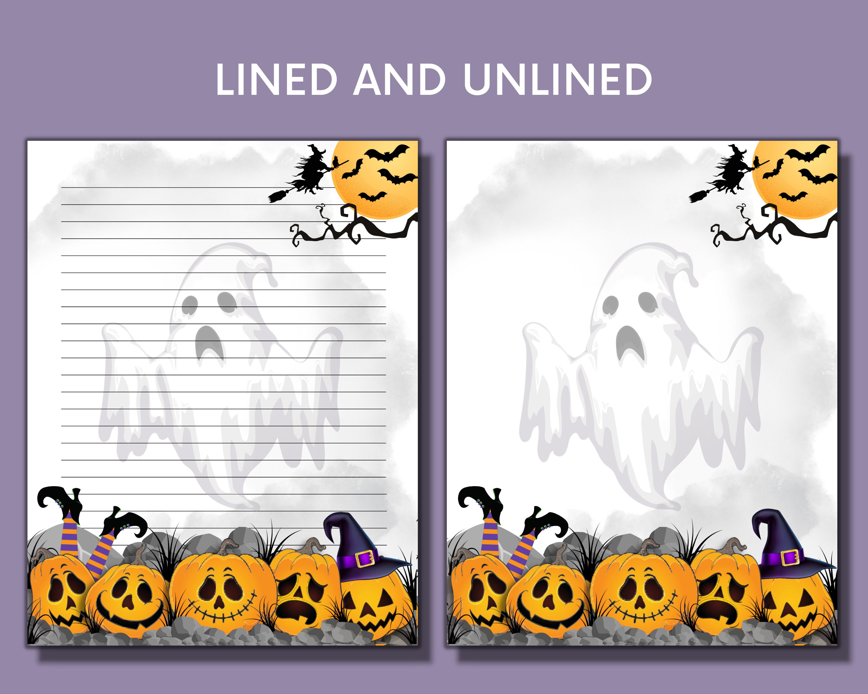 Printable Letter Writing Set, Paper Stationery, Halloween Pumpkins, A4 ...