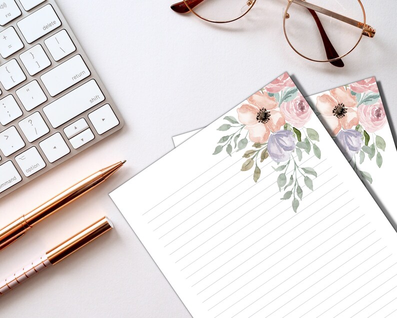 Printable Letter Writing Stationery Set Paper Rose - Etsy