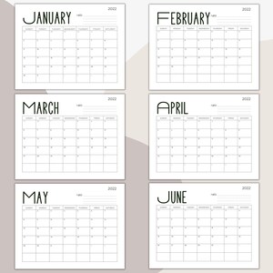 Printable Minimalist 2022 Monthly Calendar, Events Planner, Appointment ...