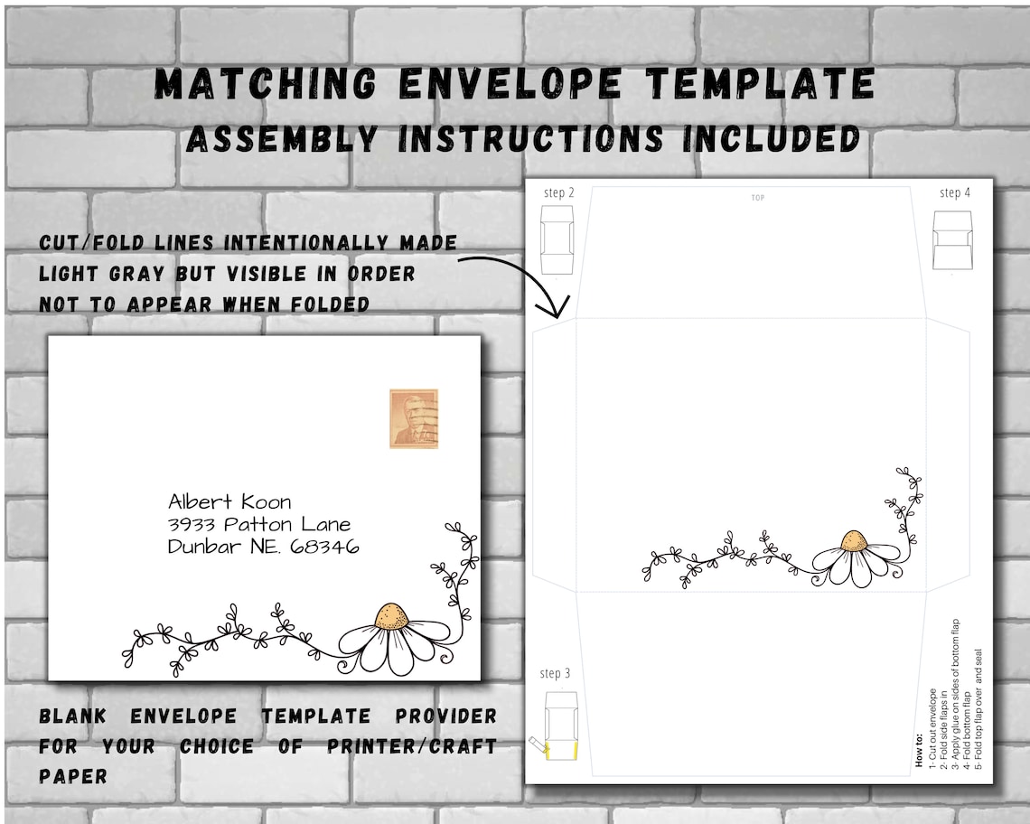Printable Letter Writing Paper Set Stationery Daisy Doodle - Etsy
