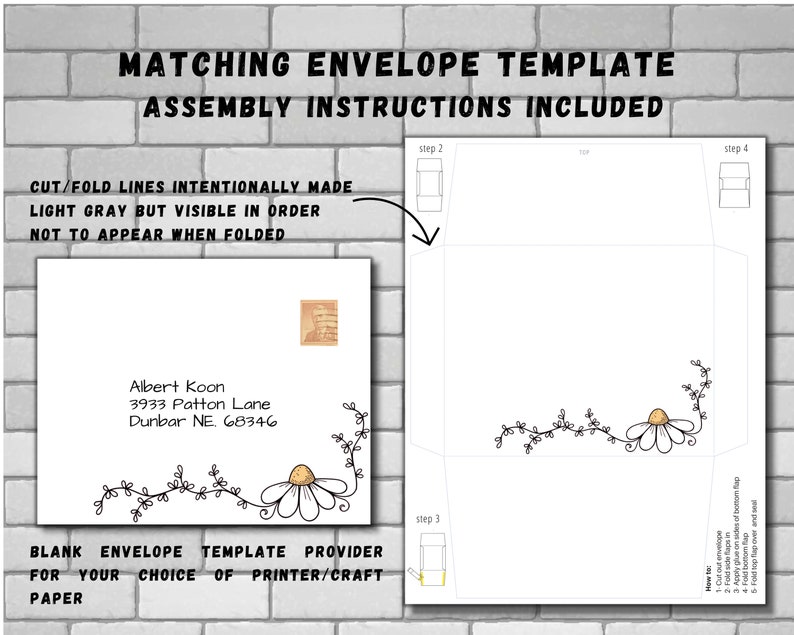 Printable Letter Writing Paper Set Stationery Daisy Doodle - Etsy