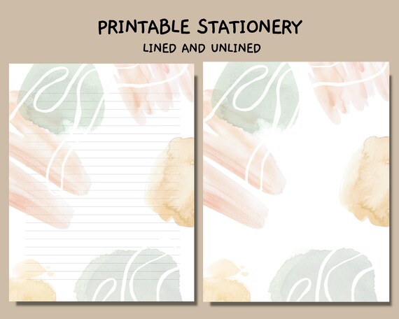 Printable Letter Writing Set Paper Stationery Watercolor | Etsy
