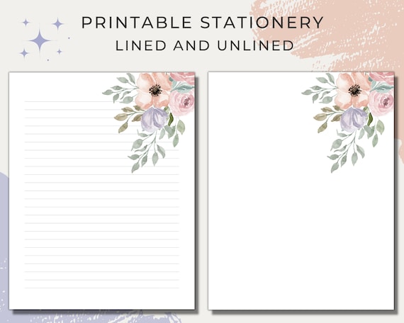 Printable Letter Writing Stationery Set Paper Rose - Etsy