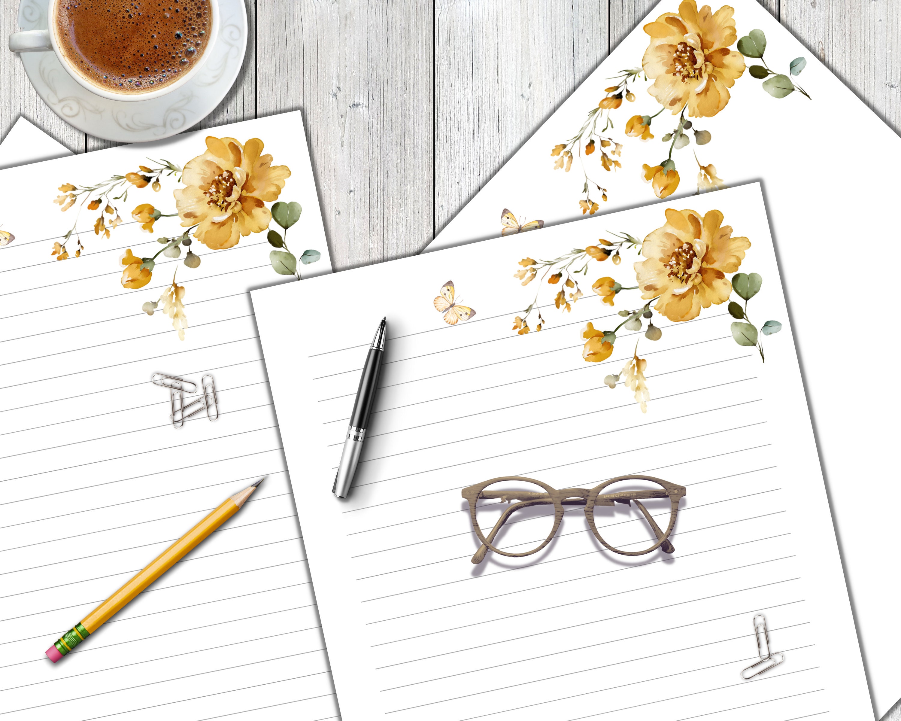 Printable Letter Writing Paper Set Stationery Watercolor - Etsy