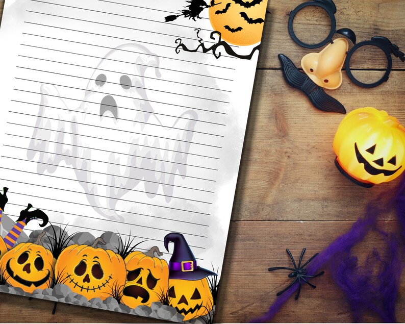 Printable Letter Writing Set, Paper Stationery, Halloween Pumpkins, A4 ...