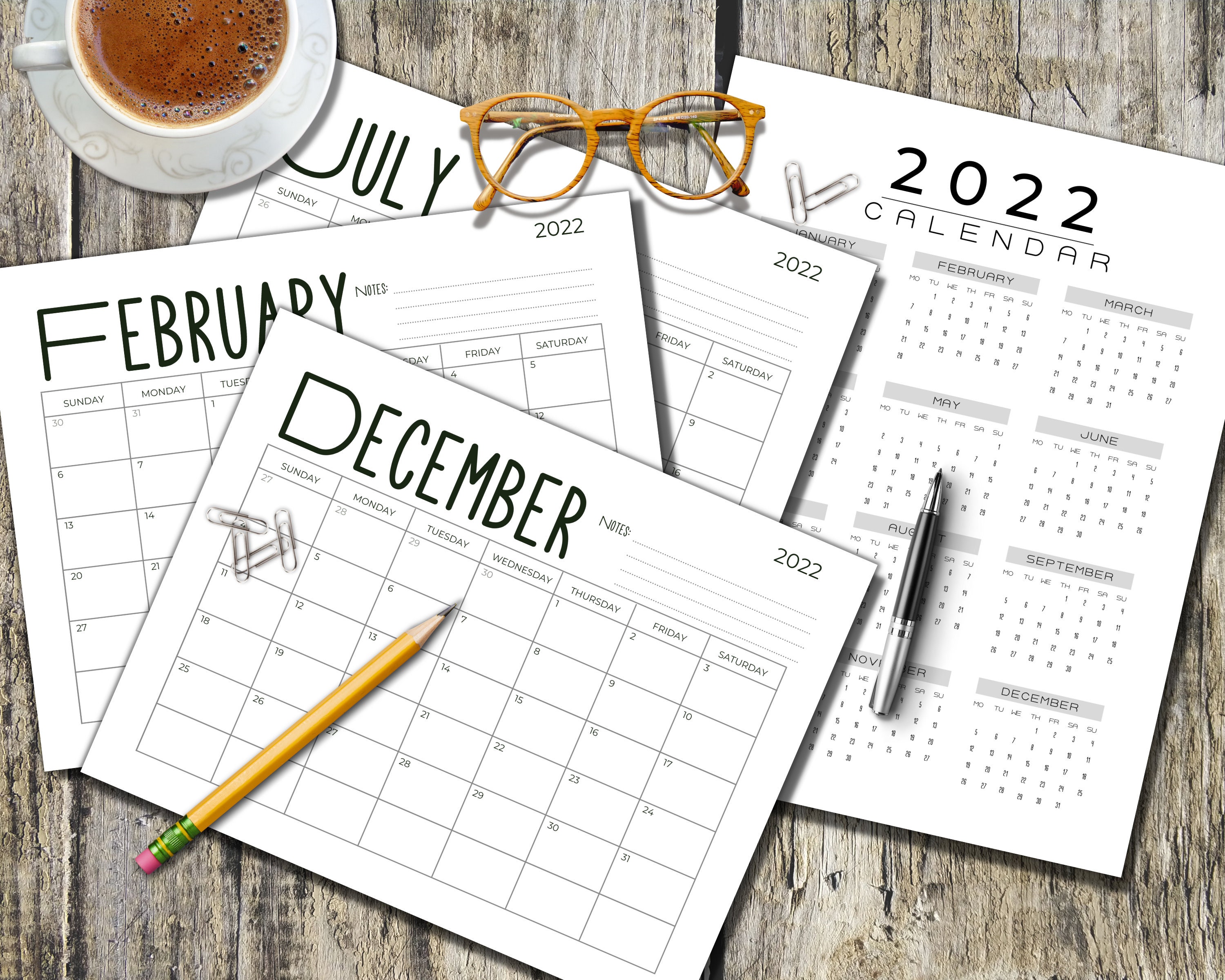 Printable Minimalist 2022 Monthly Calendar, Events Planner, Appointment ...