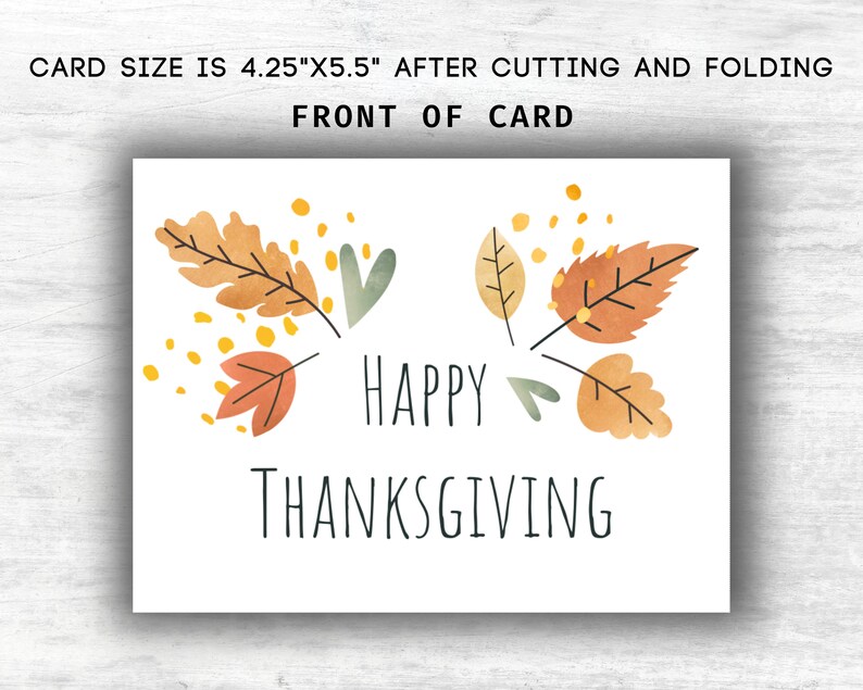 Printable Thanksgiving Greeting Card/happy/autumn Fall Leaves/instant ...