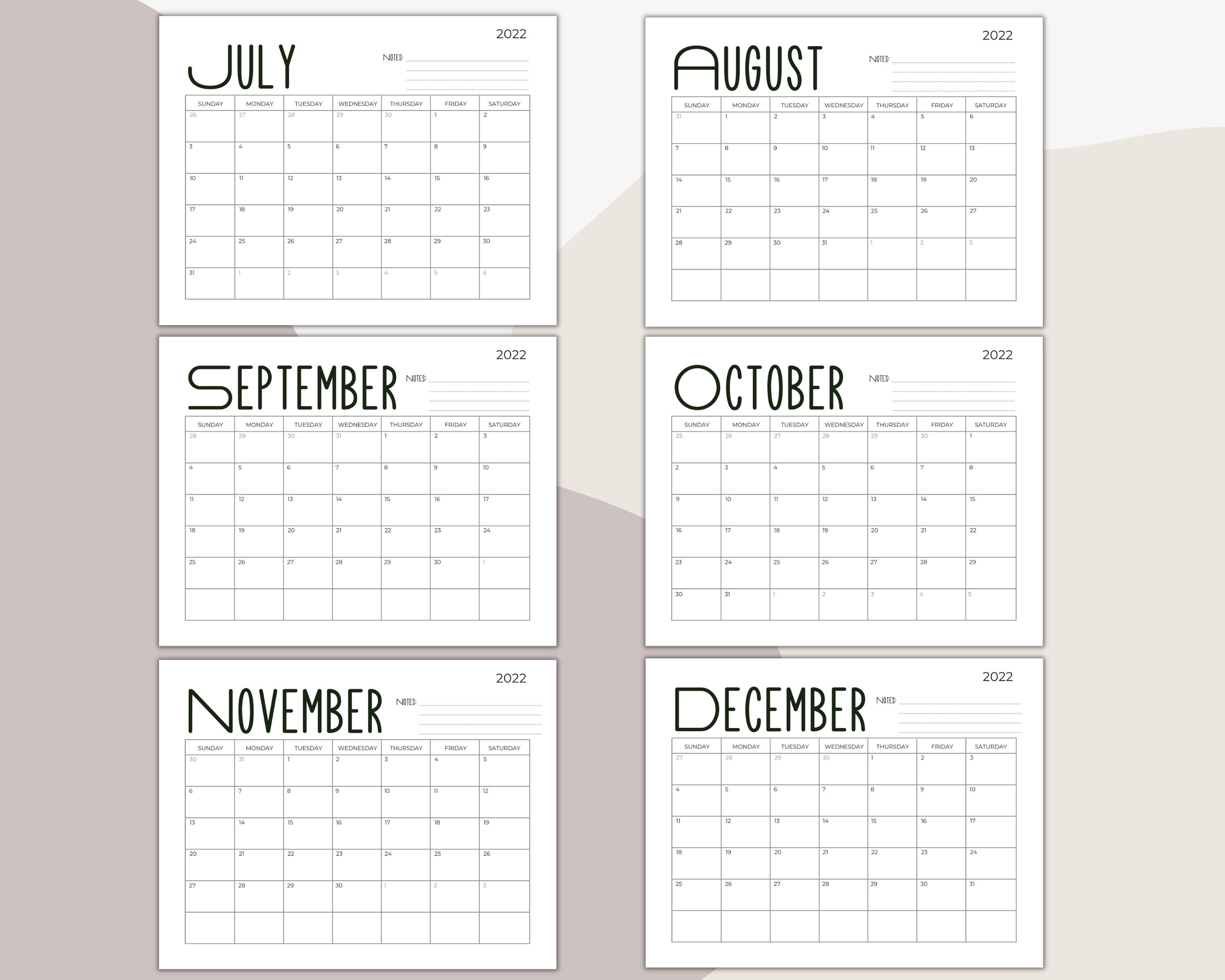 Printable Minimalist 2022 Monthly Calendar, Events Planner, Appointment ...