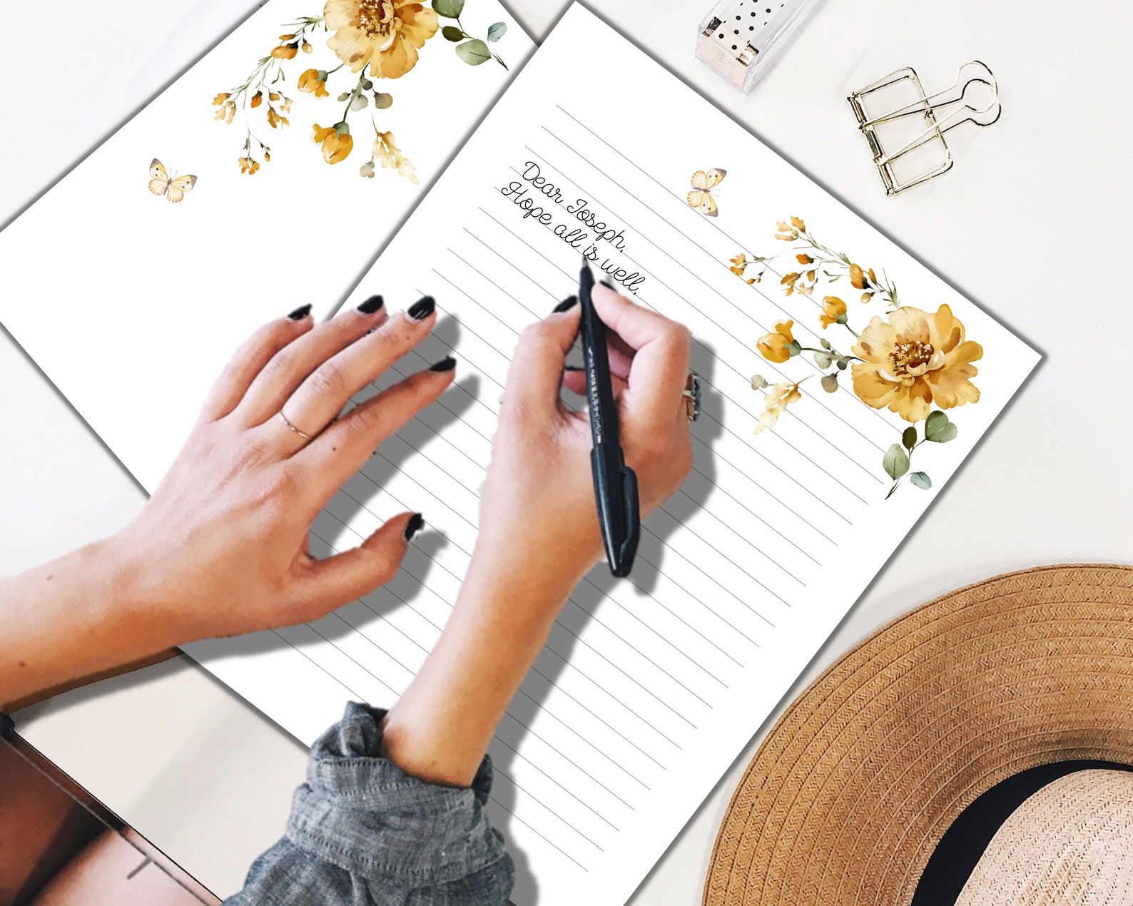 Printable Letter Writing Paper Set Stationery Watercolor - Etsy