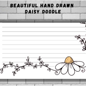 Printable Letter Writing Paper Set, Stationery, Daisy Doodle , A4, US ...