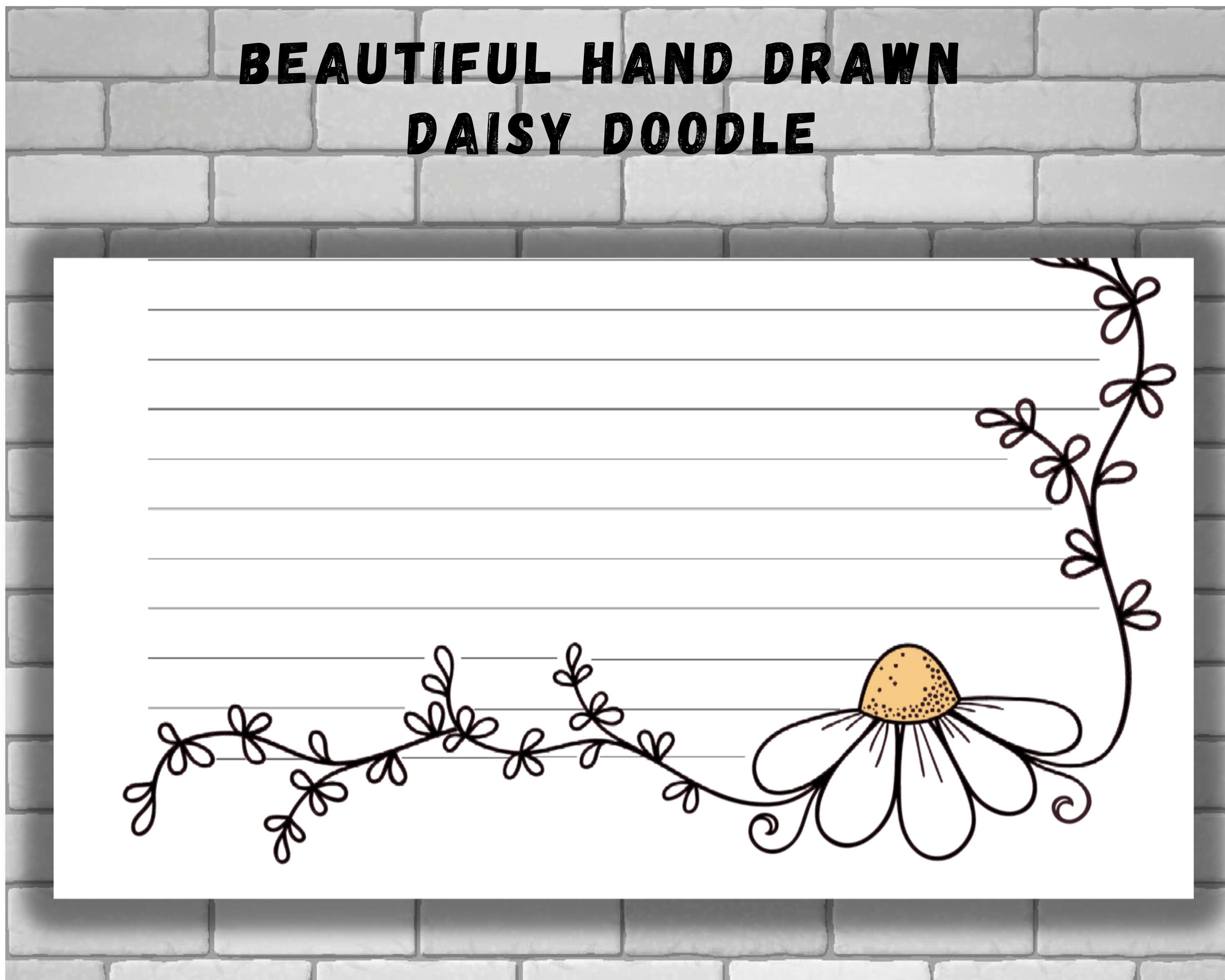 Printable Letter Writing Paper Set Stationery Daisy Doodle - Etsy