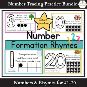 Numbers Rhyme Poem| Number Tracing Bundle 1-20 Printable | Handwriting ...