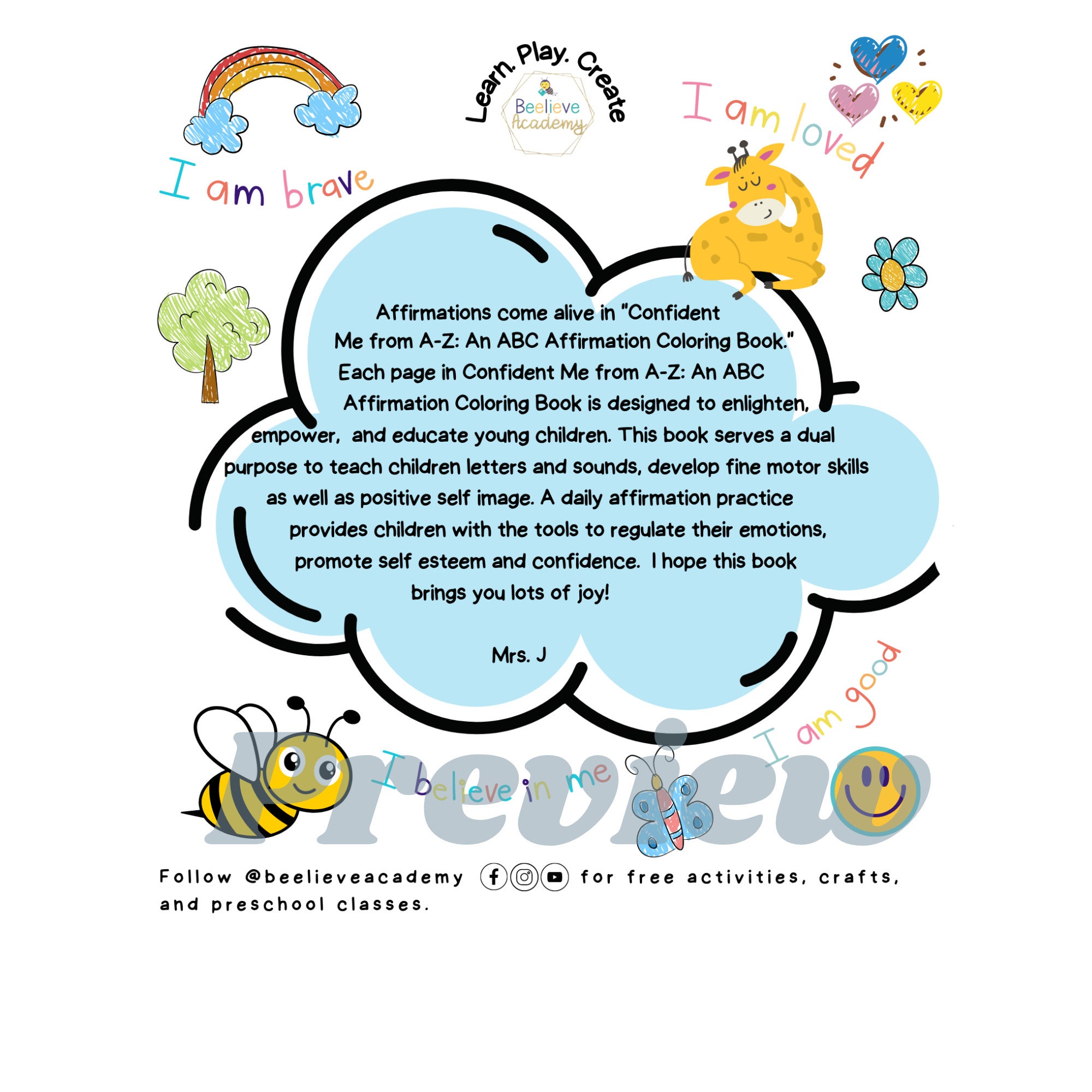 Positive Affirmation Coloring Book Pages Kids Activities Positive ...