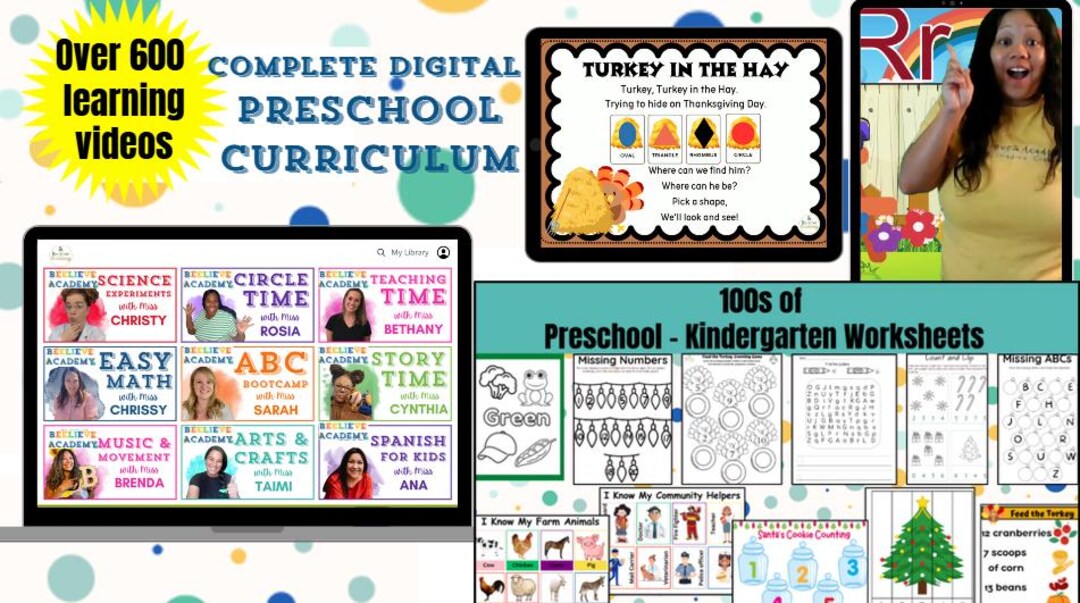 Digital Preschool Curriculum: Online Learning, Videos, Worksheets - Etsy