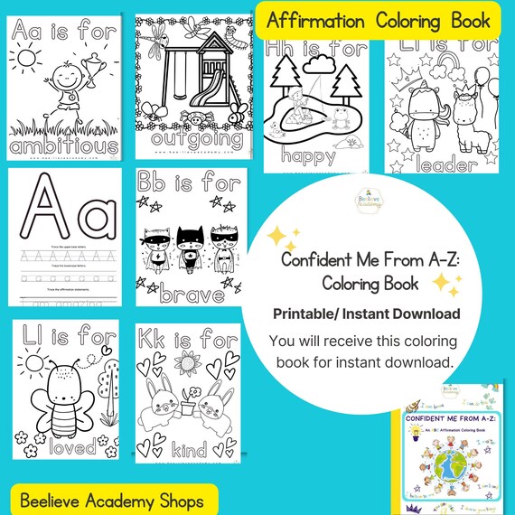 Positive Affirmation Coloring Book Pages Kids Activities - Etsy
