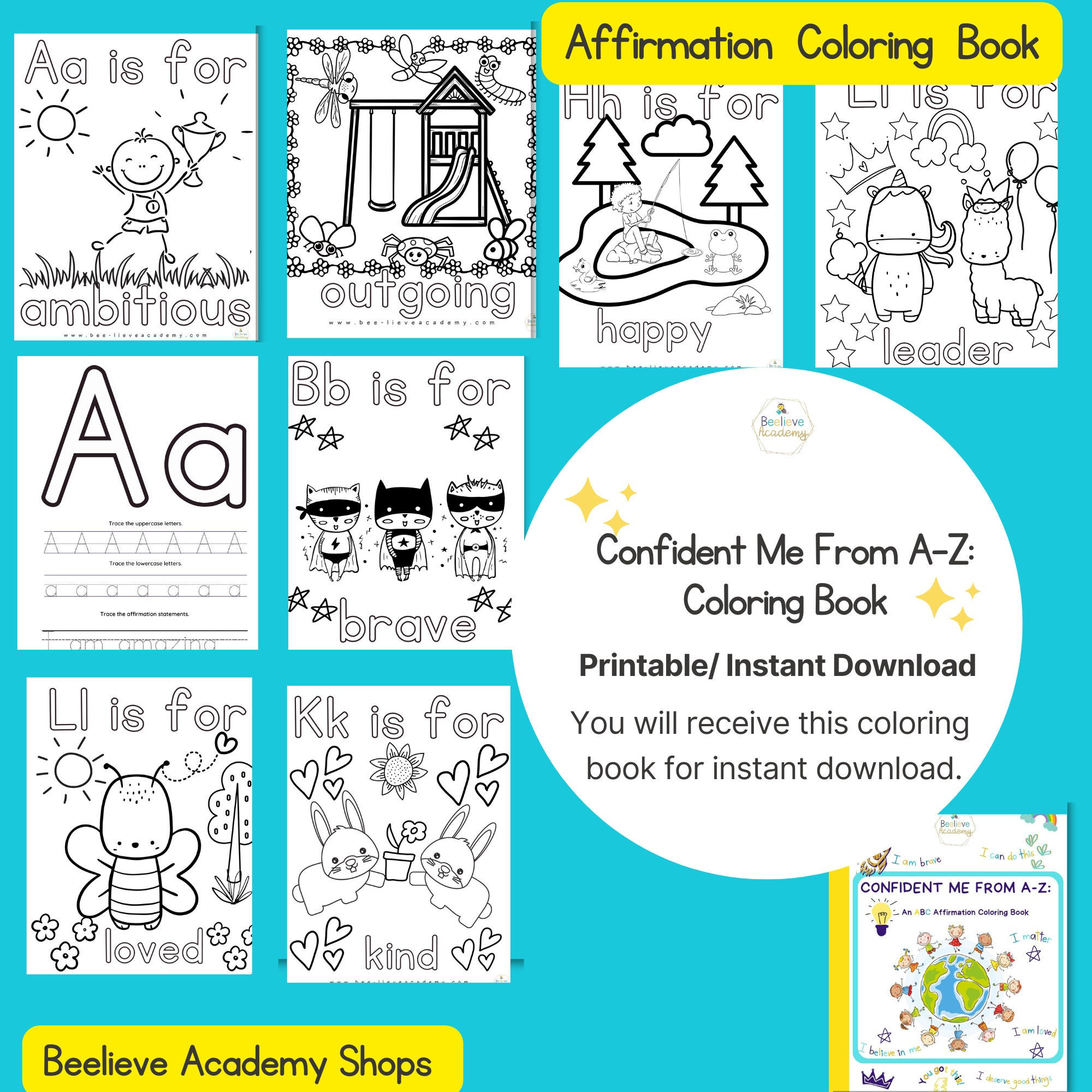 Positive Affirmation Coloring Book Pages Kids Activities Positive ...