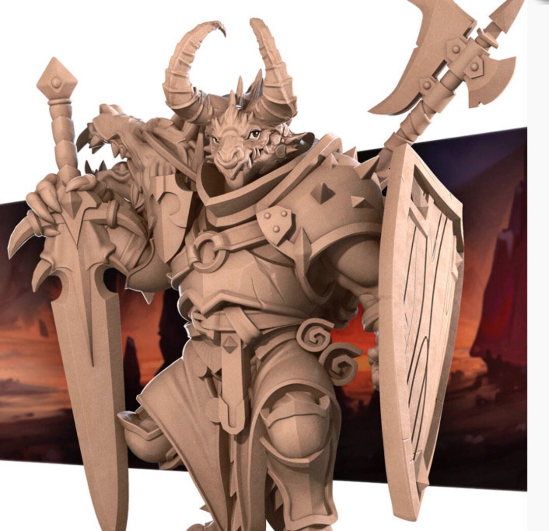 Dragonborn Fighter / Dnd / Pathfinder / 5e / Miniature / Bite the ...